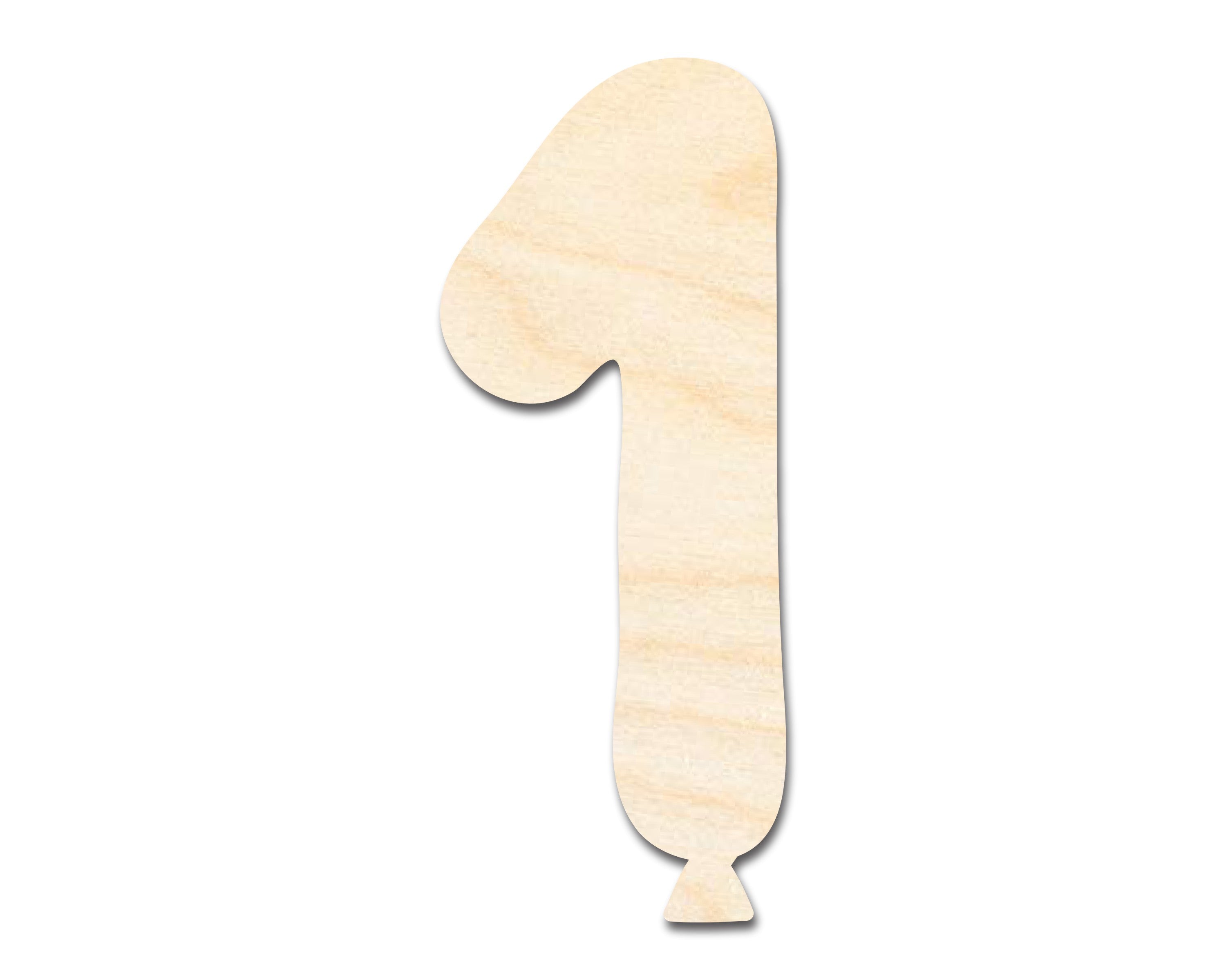 Unfinished Wood Balloon Number 1 Shape | DIY Craft Cutout | up to 46 ...
