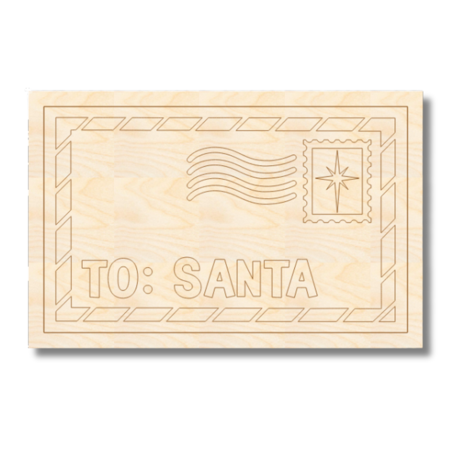 Unfinished Wood Etched Letter to Santa Shape | Paint By Line Crafts ...