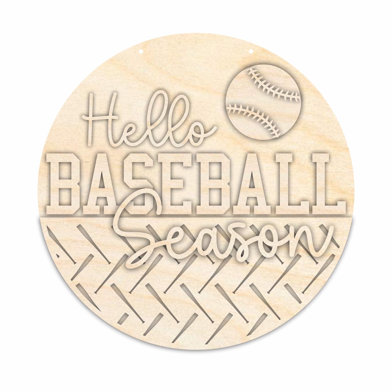 Unfinished Wood Hello Baseball Season Door Sign Kit | Wood Craft Cutou ...