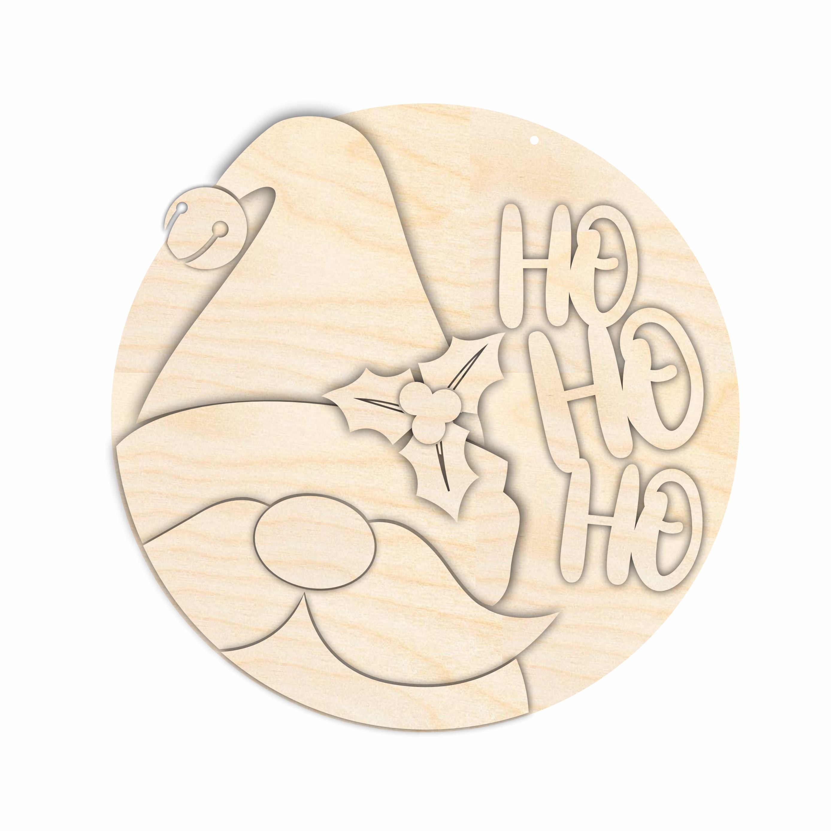 Unfinished Wood Ho Ho Ho Christmas Door Sign Kit | Wood Craft Cutouts ...