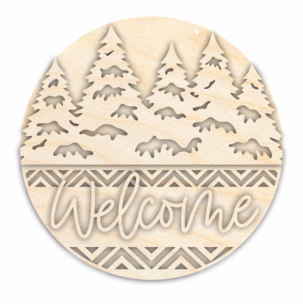 Unfinished Wood Welcome Snowy Trees Door Sign Kit | Wood Craft Cutouts ...